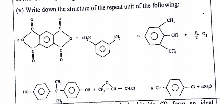 Solved (v) ﻿Write down the structure of the repeat unit of | Chegg.com