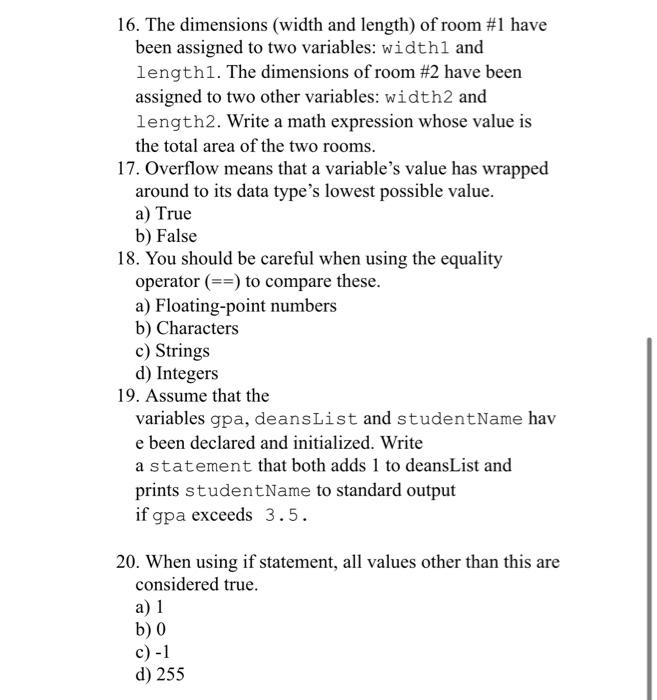 Solved 16. The dimensions (width and length) of room \#1 | Chegg.com