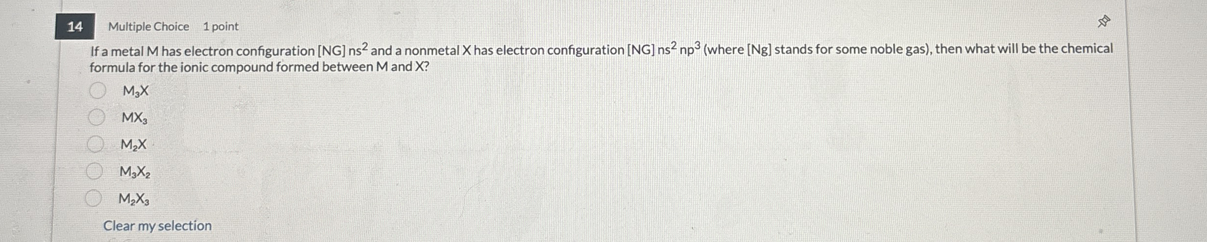 Solved 14 ﻿Multiple Choice 1 ﻿pointIf a metal M ﻿has | Chegg.com
