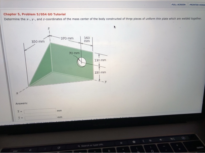 Solved FULL SCREEN PRINTER VERS Chapter 5, Problem 5/054 GO | Chegg.com