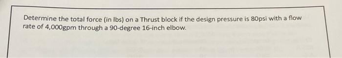 Solved Determine the total force (in lbs) on a Thrust block | Chegg.com