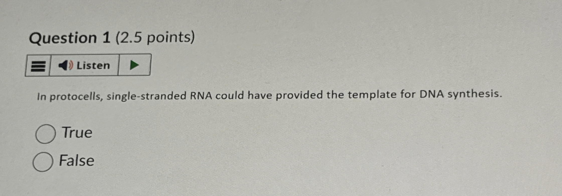 Solved Question 1 (2.5 ﻿points)ListenIn protocells, | Chegg.com