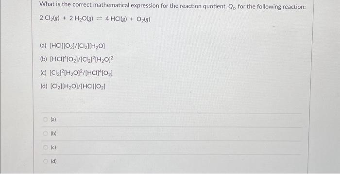 Solved What is the correct mathematical expression for the | Chegg.com