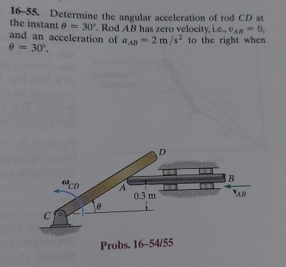 Solved 16-55. ﻿Determine the angular acceleration of rod CD | Chegg.com