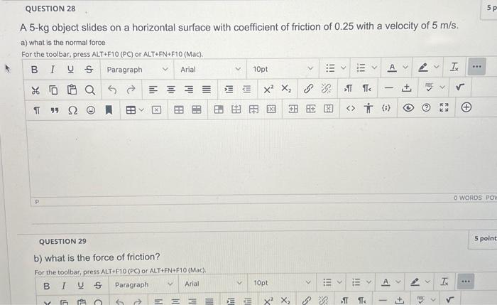 Solved A 5-kg object slides on a horizontal surface with | Chegg.com