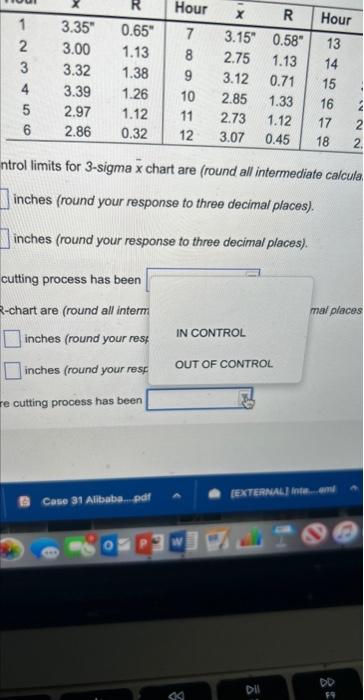 Solved Based on the sampling done, the control limits for 3 | Chegg.com