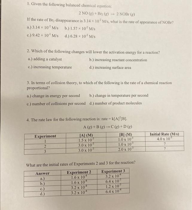 Solved 2NO(g)+Br2(g)→2NOBr(g) If the rate of Br2 | Chegg.com
