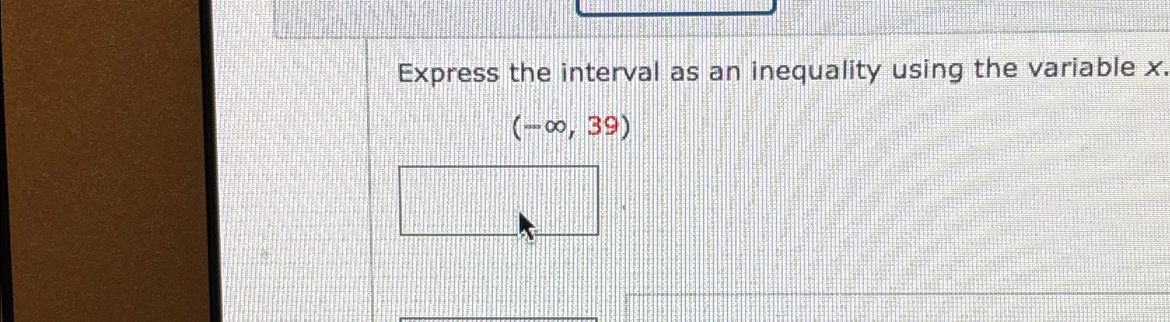 Solved Express the interval as an inequality using the | Chegg.com
