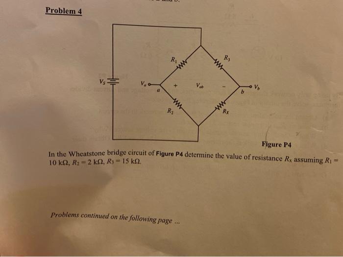 Solved Problem 4 Rs 2 R www Vs V a ww w R2 ww Rx Figure P4 | Chegg.com