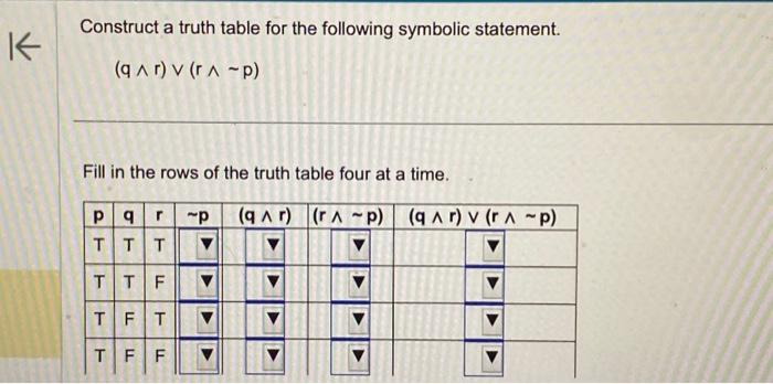 Solved Construct a truth table for the following symbolic | Chegg.com