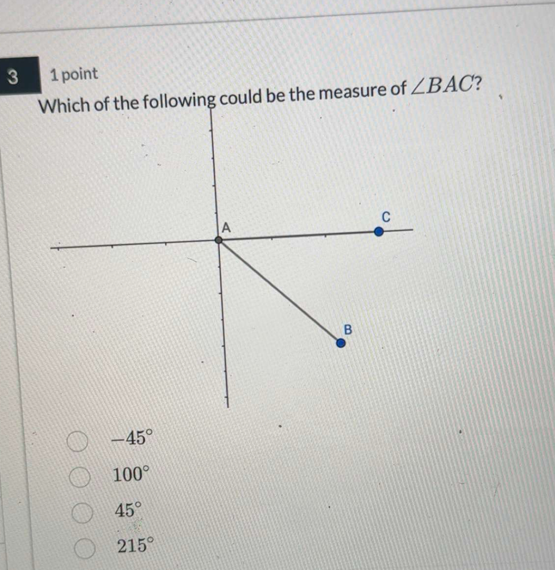 Solved 1 ﻿pointWhich of the following could be the measure | Chegg.com