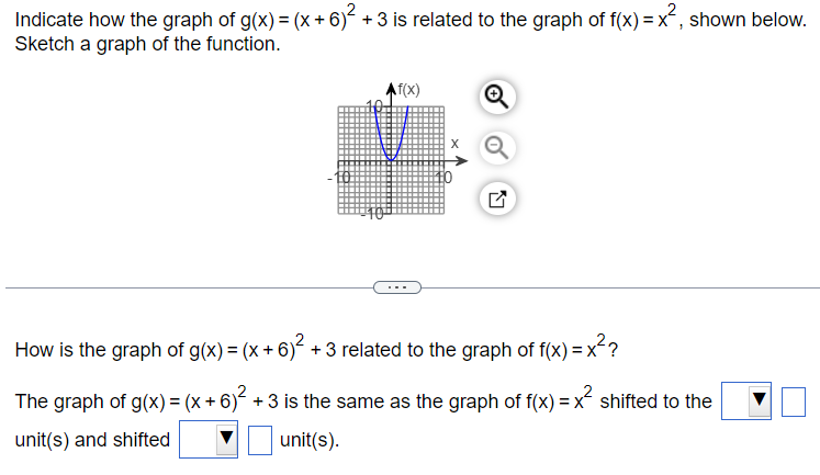 Solved Indicate how the graph of g(x)=(x+6)2+3 ﻿is related | Chegg.com