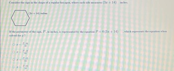 Solved Consider the sign in the shape of a regular heragon, | Chegg.com