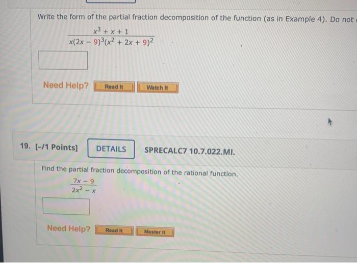 Write the form of the partial fraction decomposition | Chegg.com
