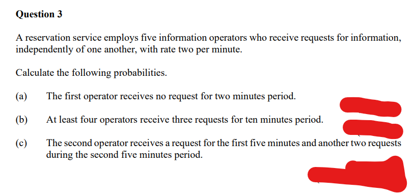 Question 3A reservation service employs five | Chegg.com