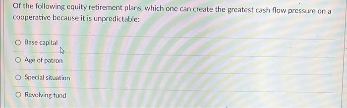 Solved Of the following equity retirement plans, which one | Chegg.com