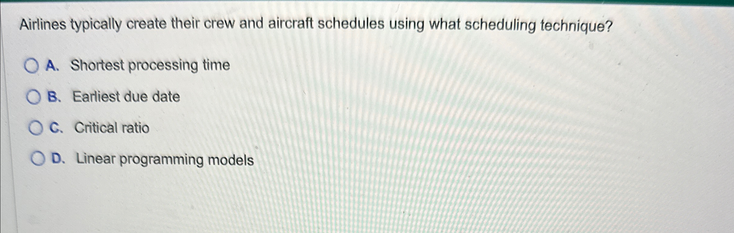 Solved Airlines typically create their crew and aircraft | Chegg.com