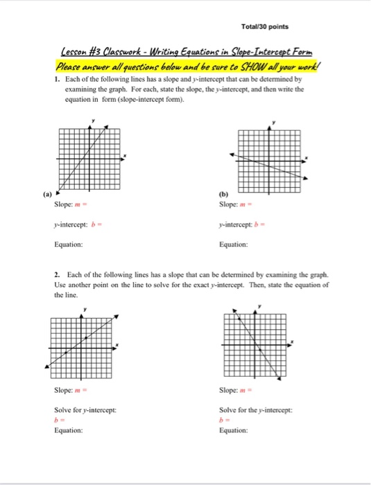 Solved Total/30 points Lesson #3 Classwork - Writing | Chegg.com