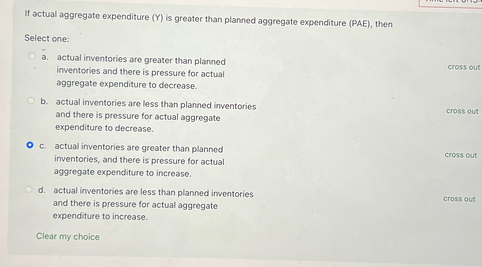 Solved If actual aggregate expenditure (Y) ﻿is greater than | Chegg.com