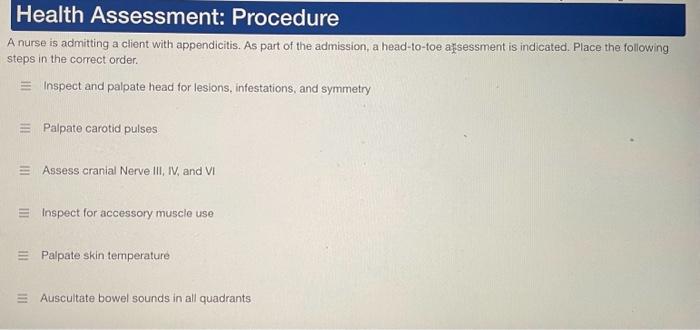 Solved A nurse is admitting a client with appendicitis. As | Chegg.com