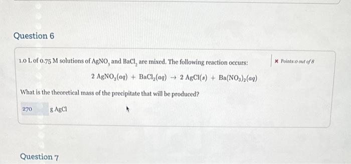 Solved 1.0 L. of 0.75M solutions of AgNO3 and BaCl2 are | Chegg.com