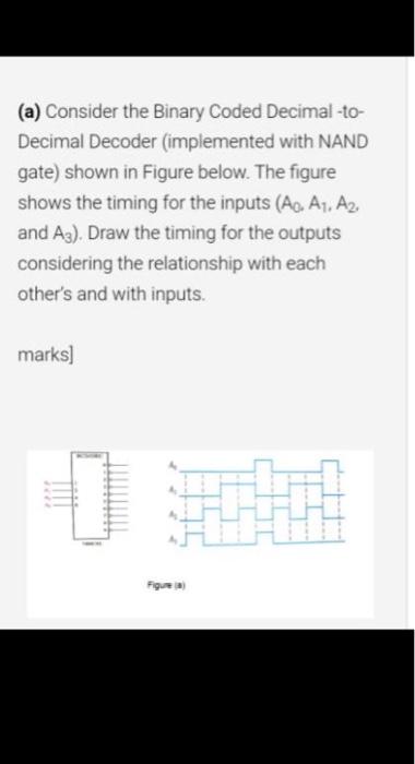 Solved (a) Consider the Binary Coded Decimal -to- Decimal | Chegg.com