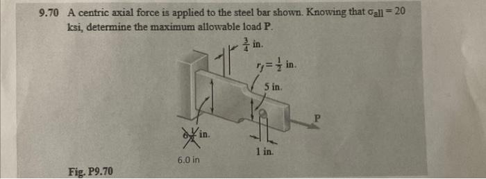 Solved 9.70 A centric axial force is applied to the steel | Chegg.com