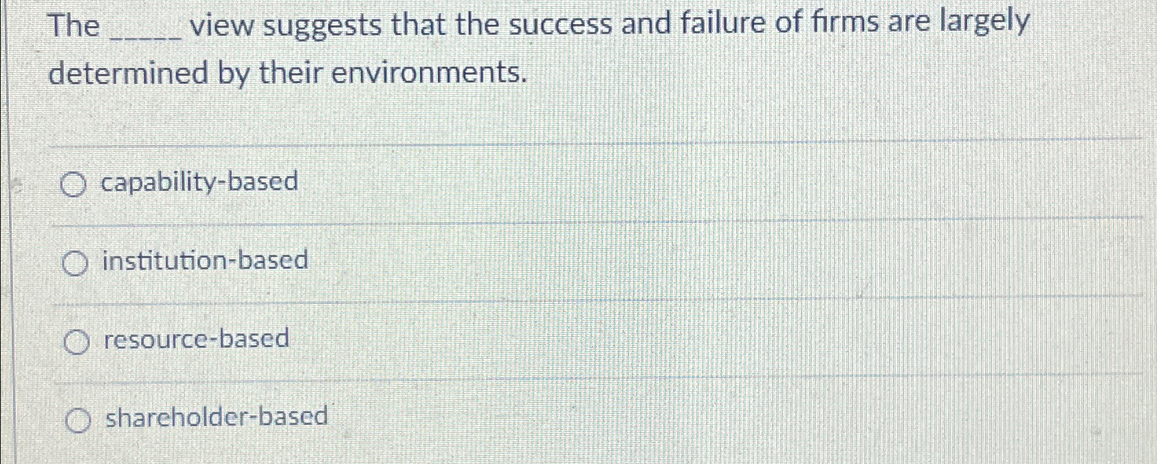 Solved The view suggests that the success and failure of | Chegg.com