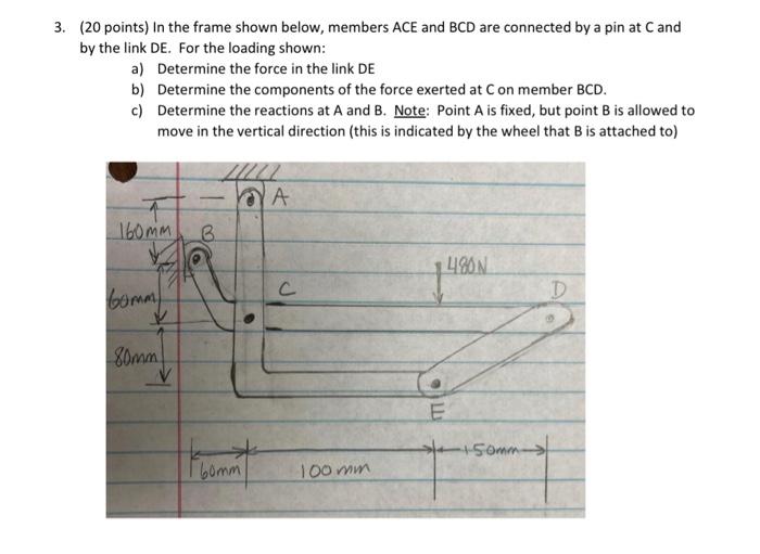 Solved (20 points) In the frame shown below, members ACE and | Chegg.com