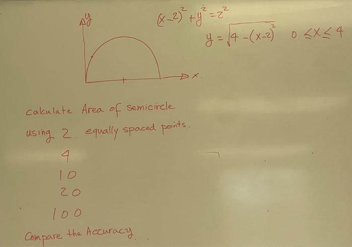 Solved calculate the area of the semicircle using the two | Chegg.com