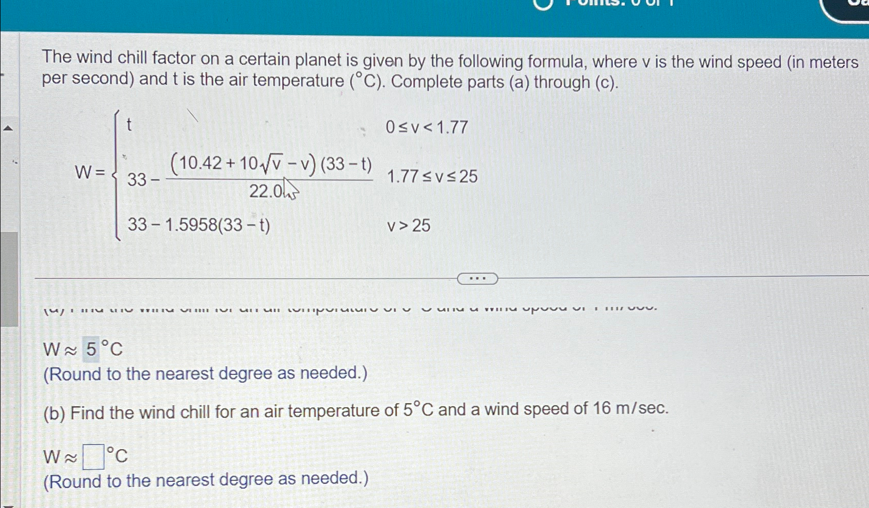 Solved The wind chill factor on a certain planet is given by | Chegg.com