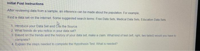 Solved Initial Post Instructions After reviewing data from a | Chegg.com