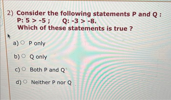 Solved 2) Consider the following statements P and Q : P: | Chegg.com