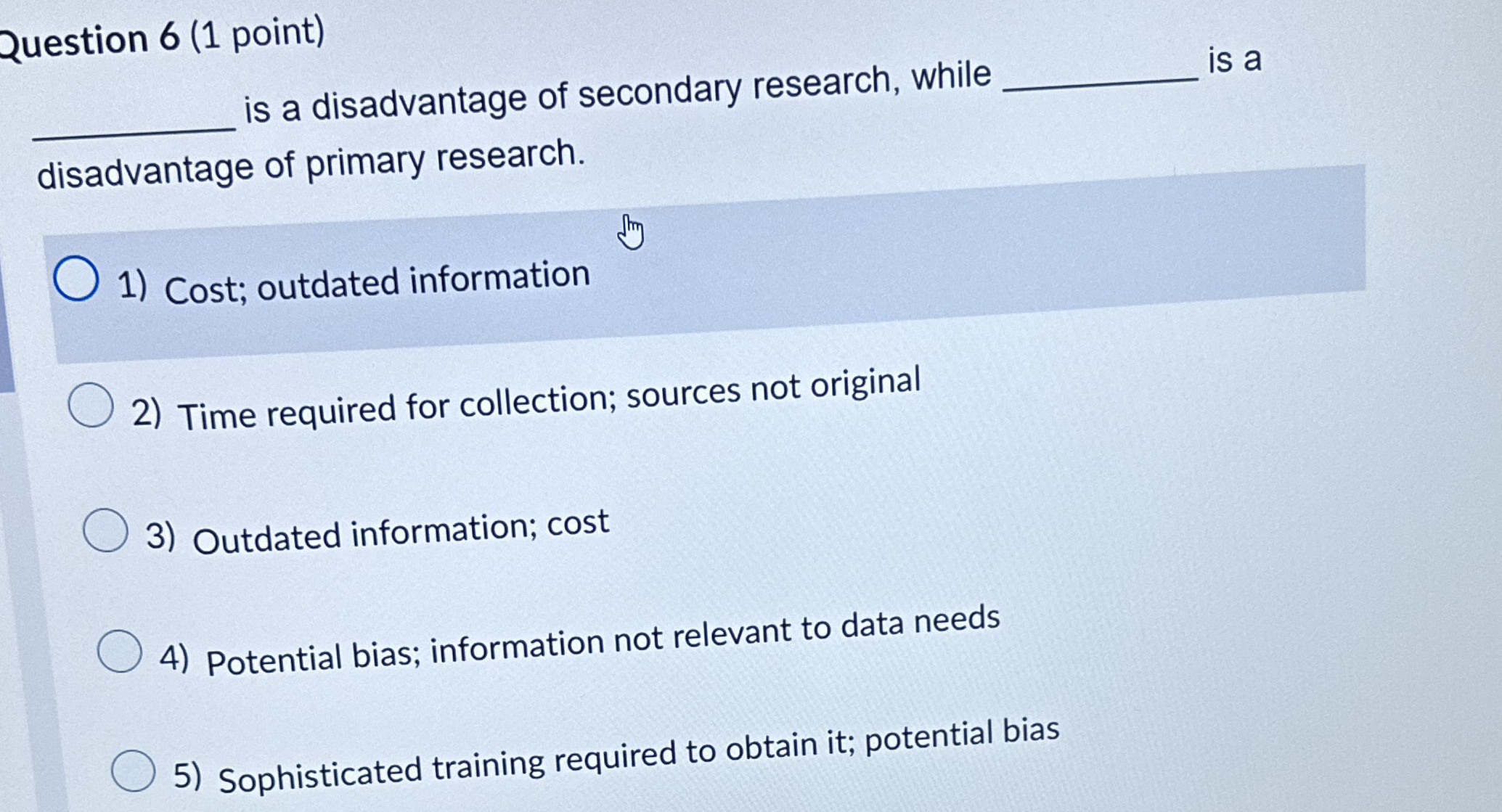 Solved Question 6 (1 ﻿point) ﻿is a disadvantage of | Chegg.com