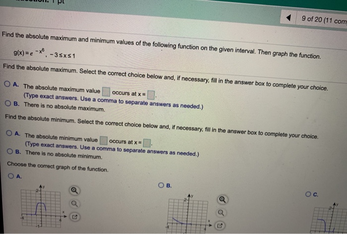 Solved 9 Of 20 11 Com Ind The Absolute Maximum And