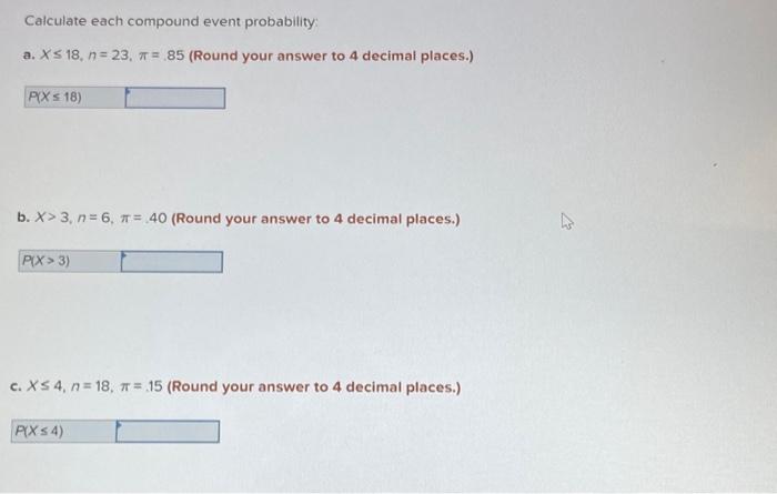 Solved Calculate each compound event probability: a. X≤ 18, | Chegg.com