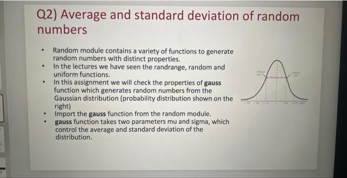 Solved Q2) Average and standard deviation of random numbers | Chegg.com