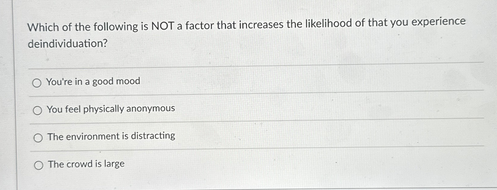 Solved Which of the following is NOT a factor that increases | Chegg.com