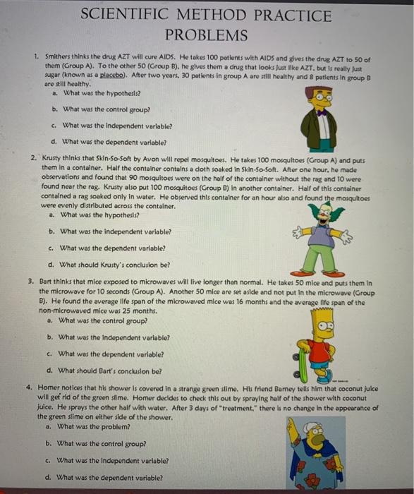 Solved SCIENTIFIC METHOD PRACTICE PROBLEMS 1. Smithers | Chegg.com