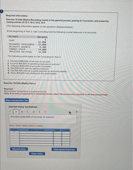 Solved Required information Exercise 13-22A (Static) | Chegg.com