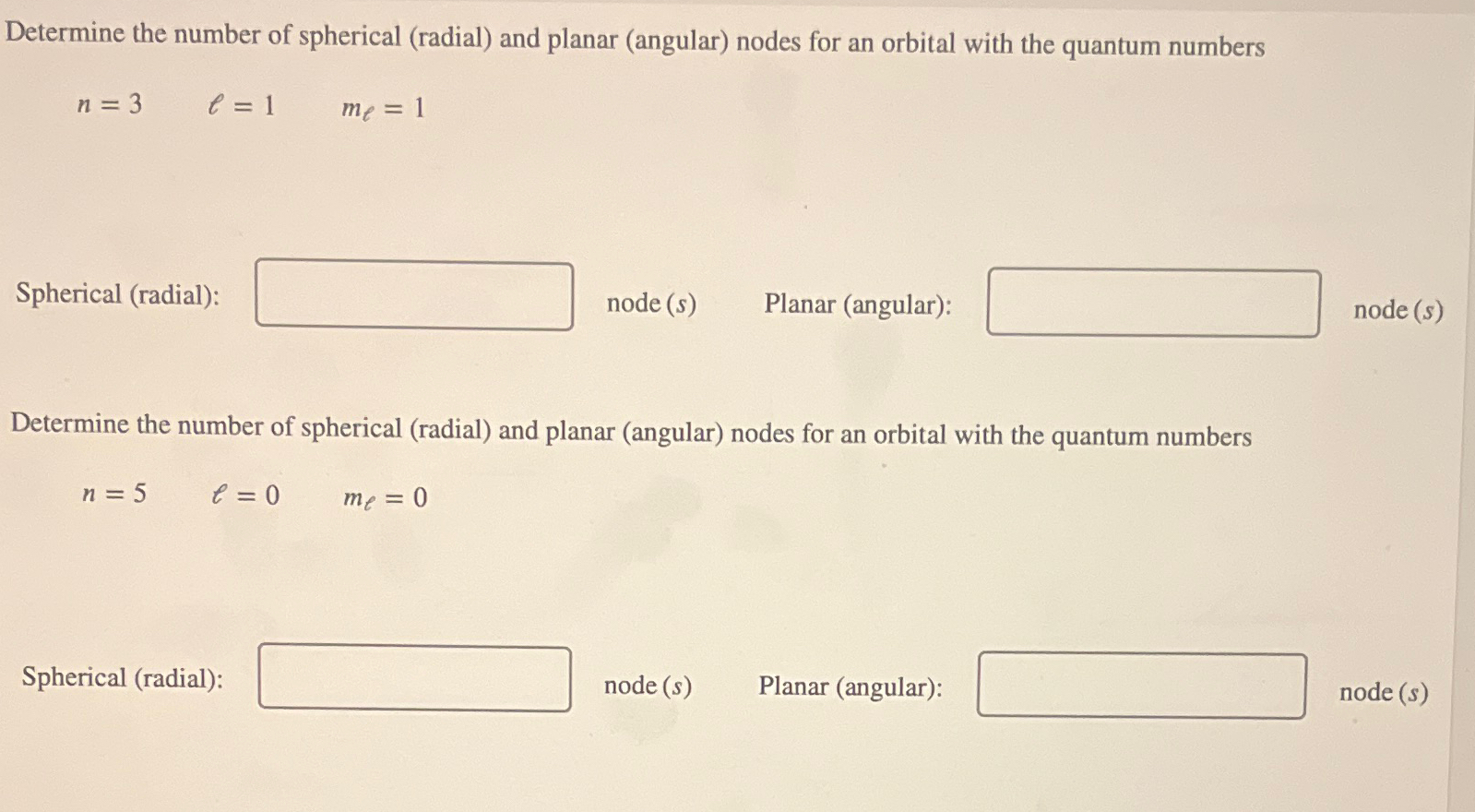 Solved Determine the number of spherical (radial) ﻿and | Chegg.com