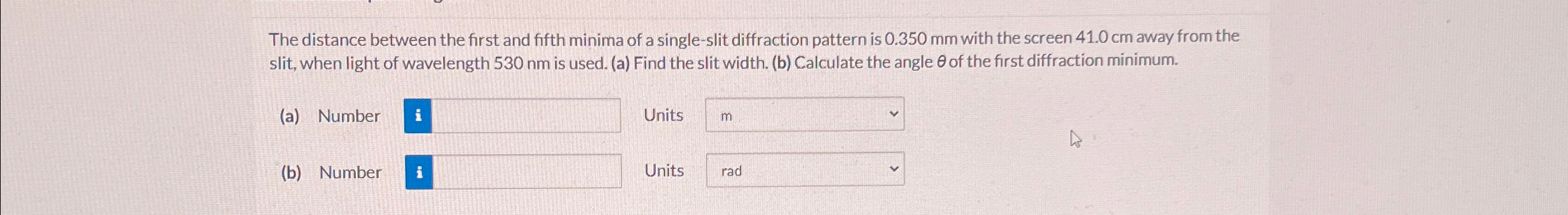 Solved The distance between the first and fifth minima of a | Chegg.com