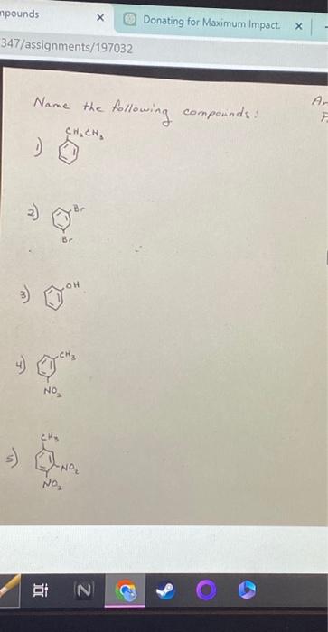 Solved 4) Name the CH₂ CH3 )) Вс Br CH3 Q NO₂ CH3 5. NO₂ | Chegg.com