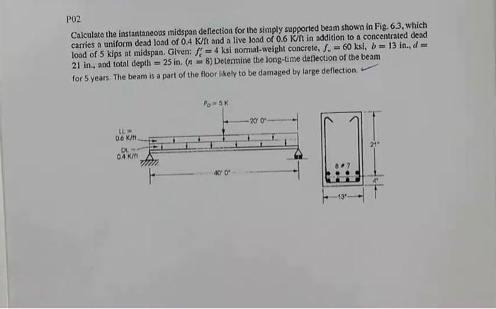 P02 Calculate the instantaneous midspan deflection | Chegg.com