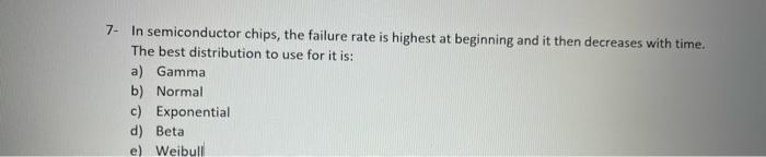 Solved 8- Which of the following distributions has the | Chegg.com