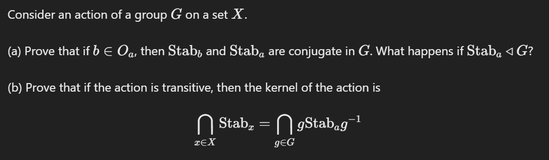 Solved Consider an action of a group G ﻿on a set x.(a) | Chegg.com