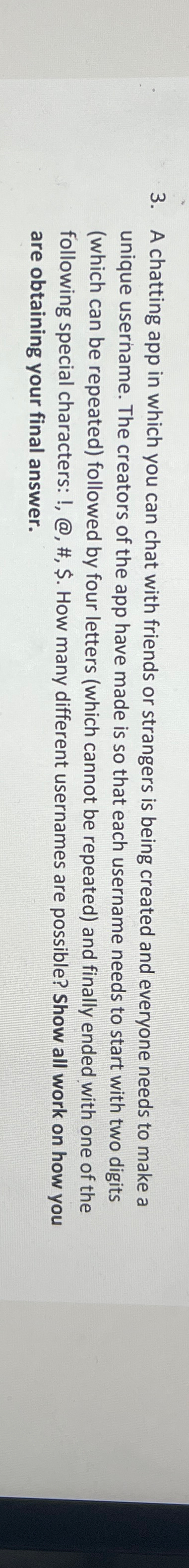 Solved A chatting app in which you can chat with friends or | Chegg.com