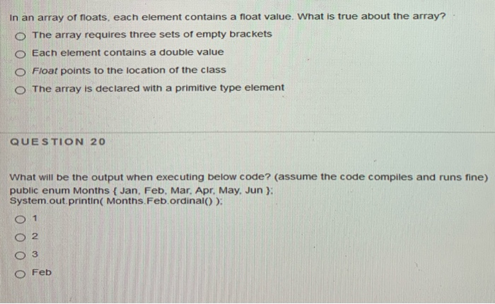Solved In an array of floats, each element contains a float | Chegg.com