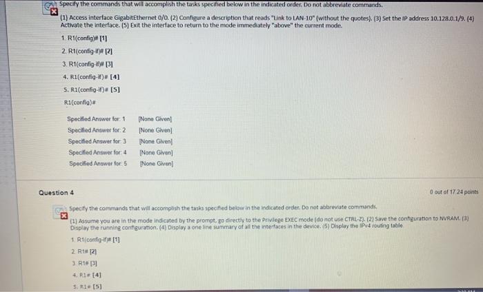 Solved Specify the commands that will accomplish the tasks | Chegg.com
