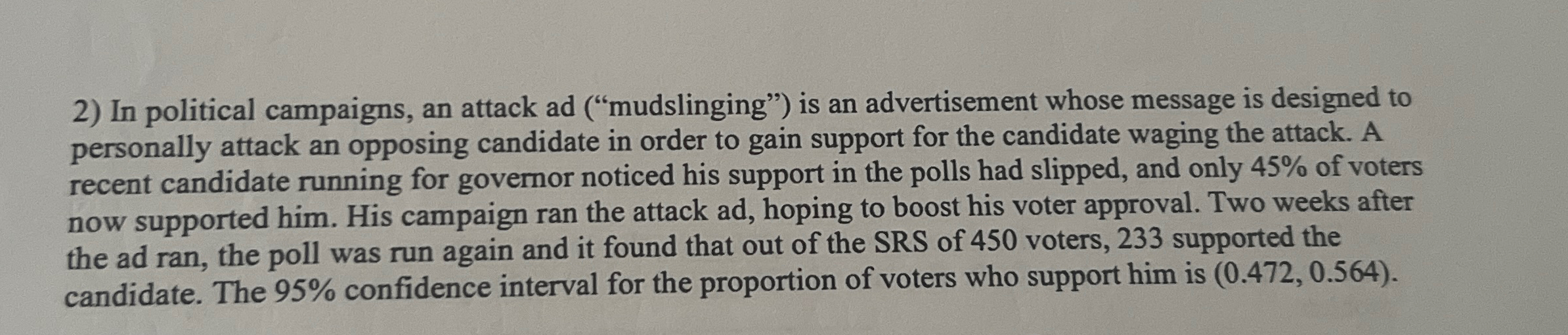 Solved In political campaigns, an attack ad ("mudslinging") | Chegg.com